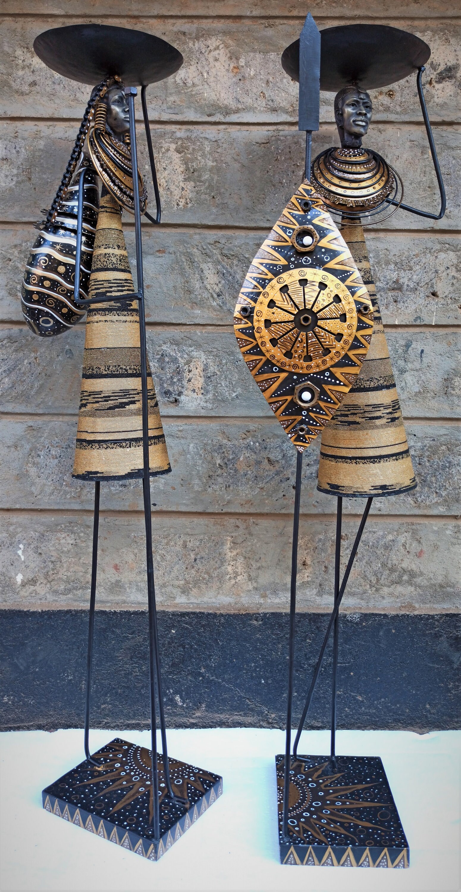 Life-size Maasai Couple Figurine Statue and Sculpture Welded Sculptures ...