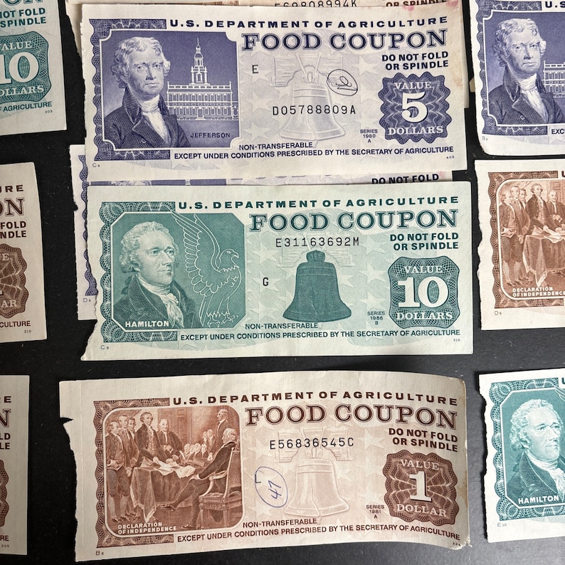 Vintage USDA Food Coupon/stamps 3 per Order, 1 of Each Denomination. 1 ...