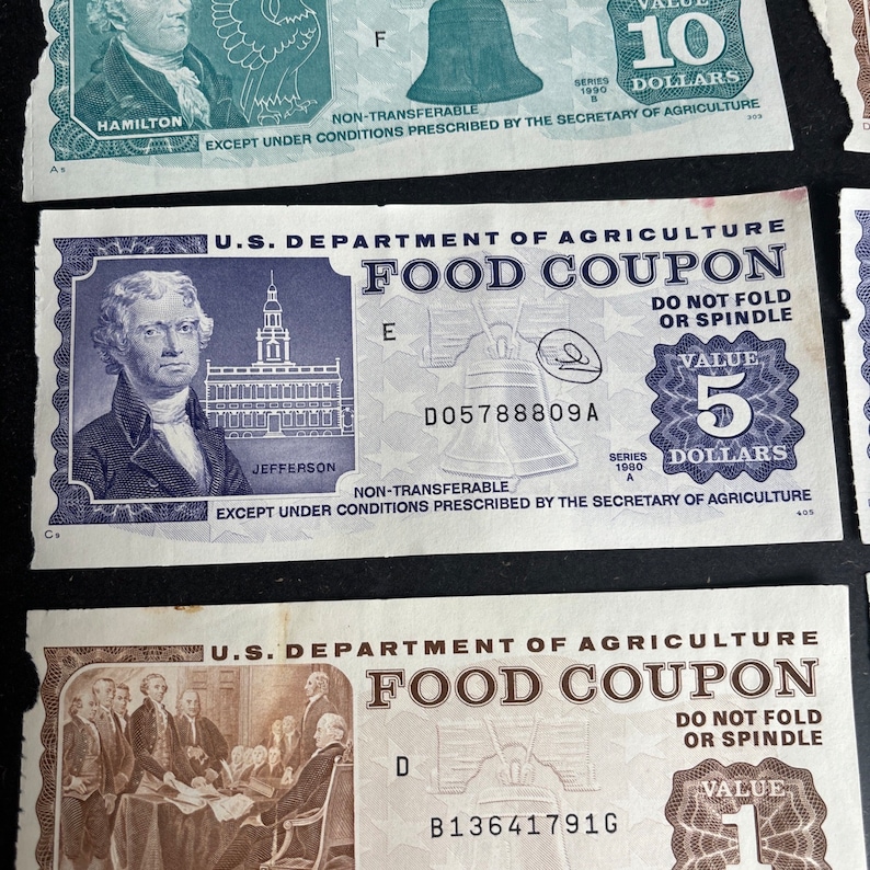Vintage USDA Food Stamps: 1976-1990 Circulated Full Note All ...