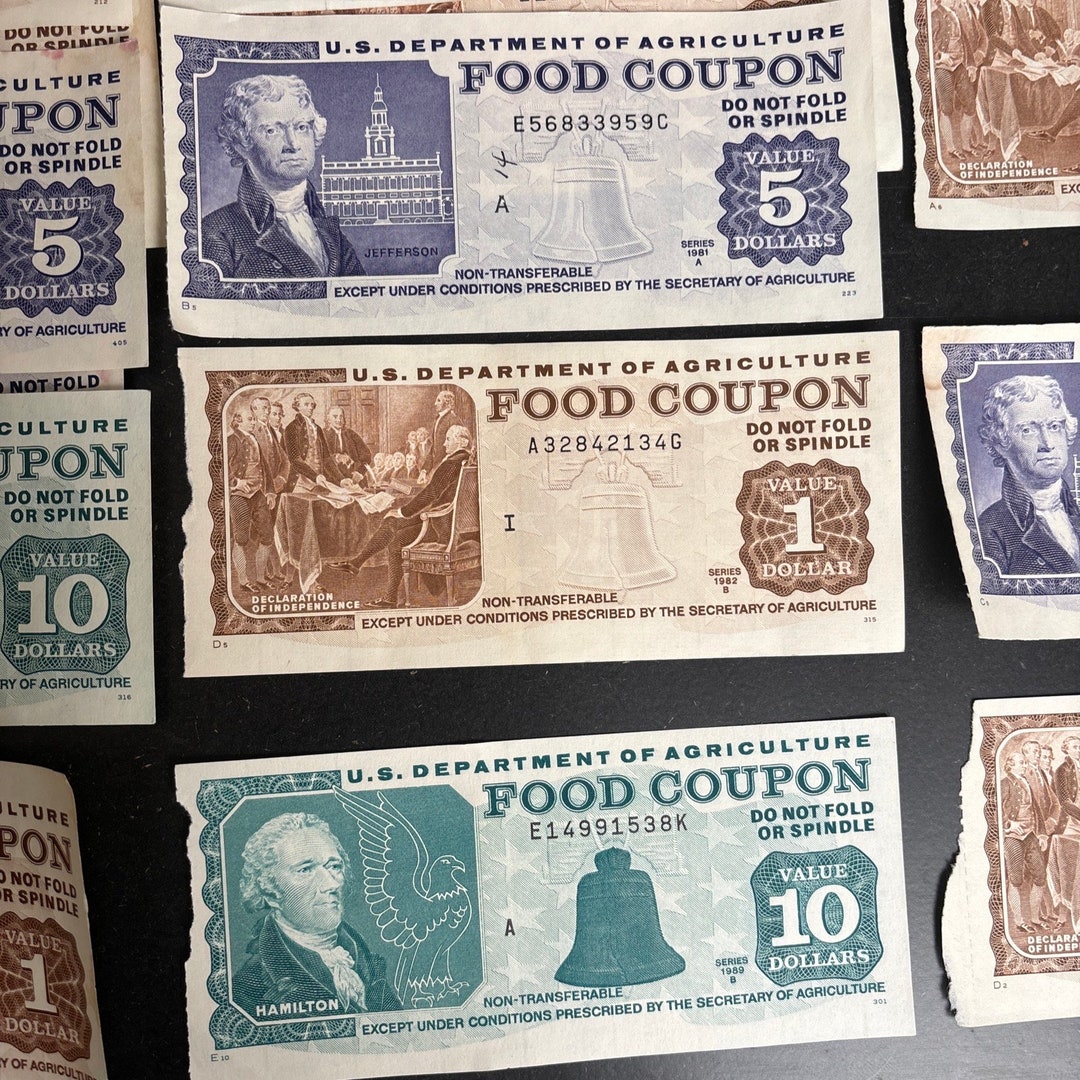3 Vintage USDA Food Coupons, 1 Dollar 5 Dollar and 10 Dollar Food ...