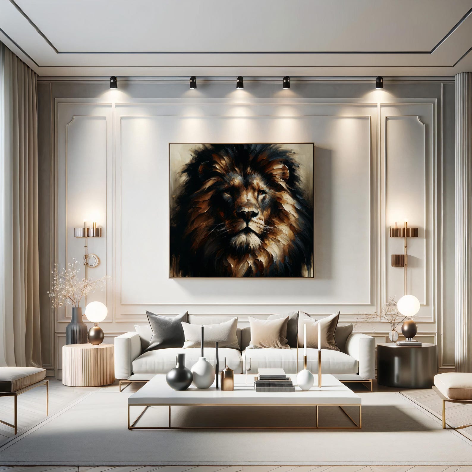Lion Art Painting Canvas Oil Painting Style Digital Print Wall Art Gift ...