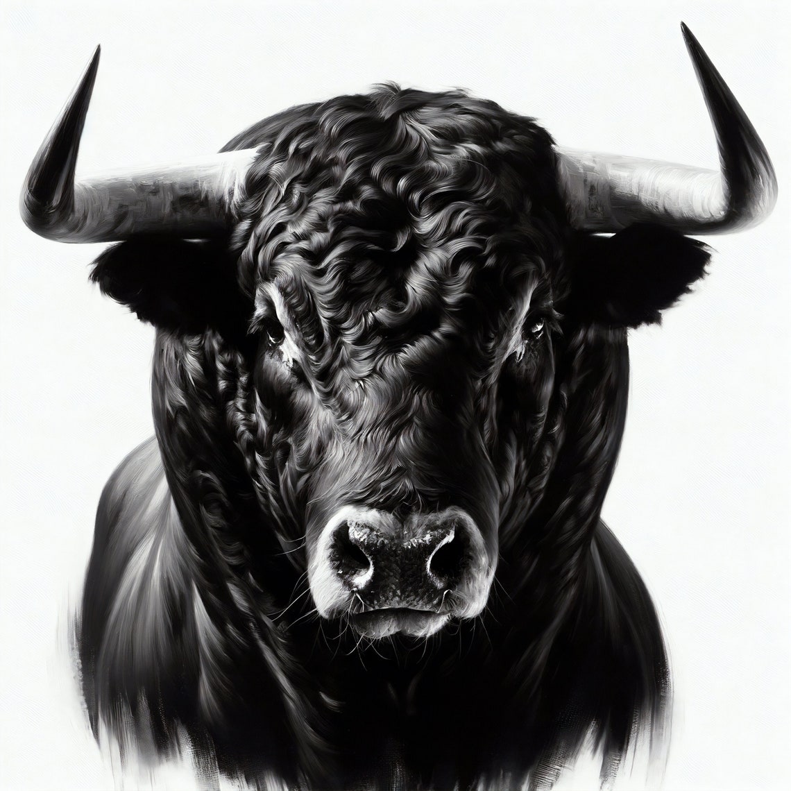 Bull Art Painting Canvas Oil Painting Style Digital Print Wall Art Gift ...