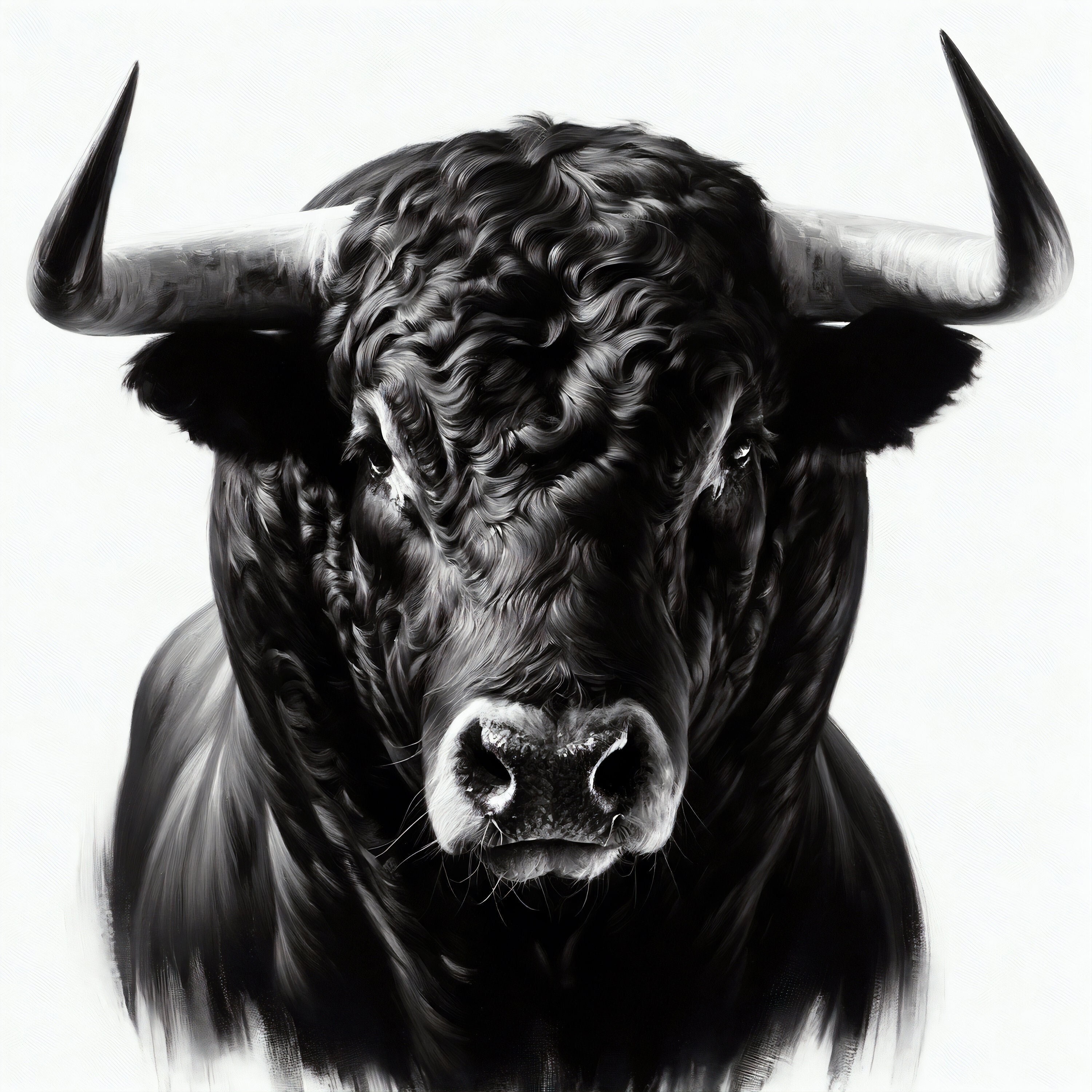 Bull Art Painting Canvas Oil Painting Style Digital Print Wall Art Gift ...