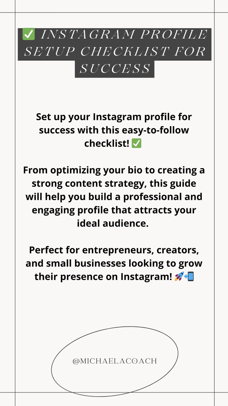 Instagram Profile Setup Checklist – Optimize & Grow Your Account! - Etsy