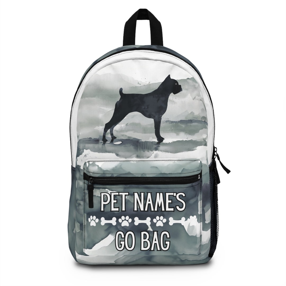 Personalized Boxer Dog Go Bag Custom Backpack for Doggy Daycare, Pet ...