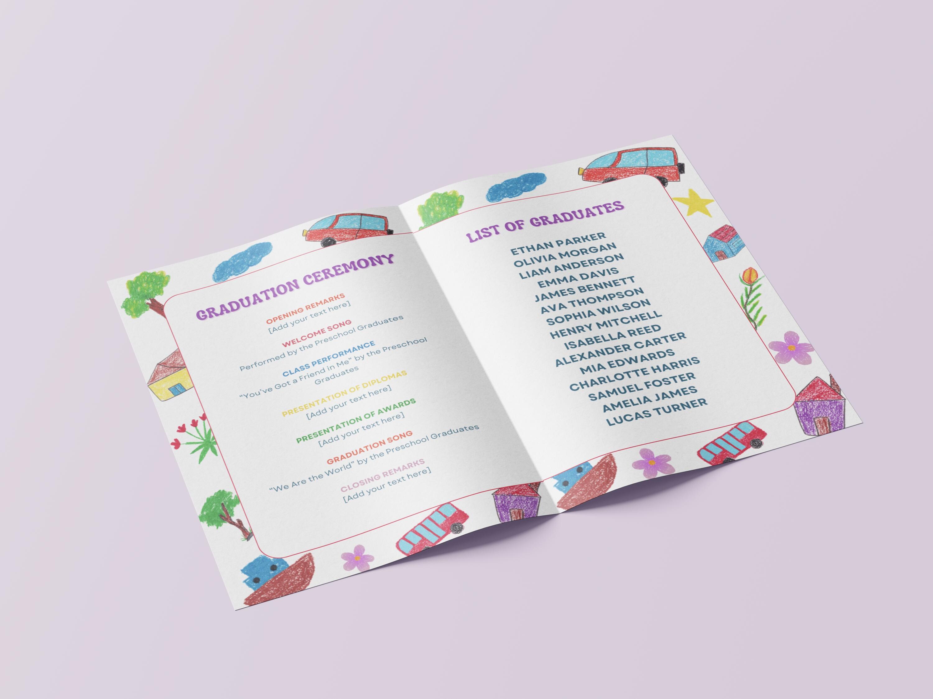 Editable Preschool Graduation Program Template (digital Download) - Etsy