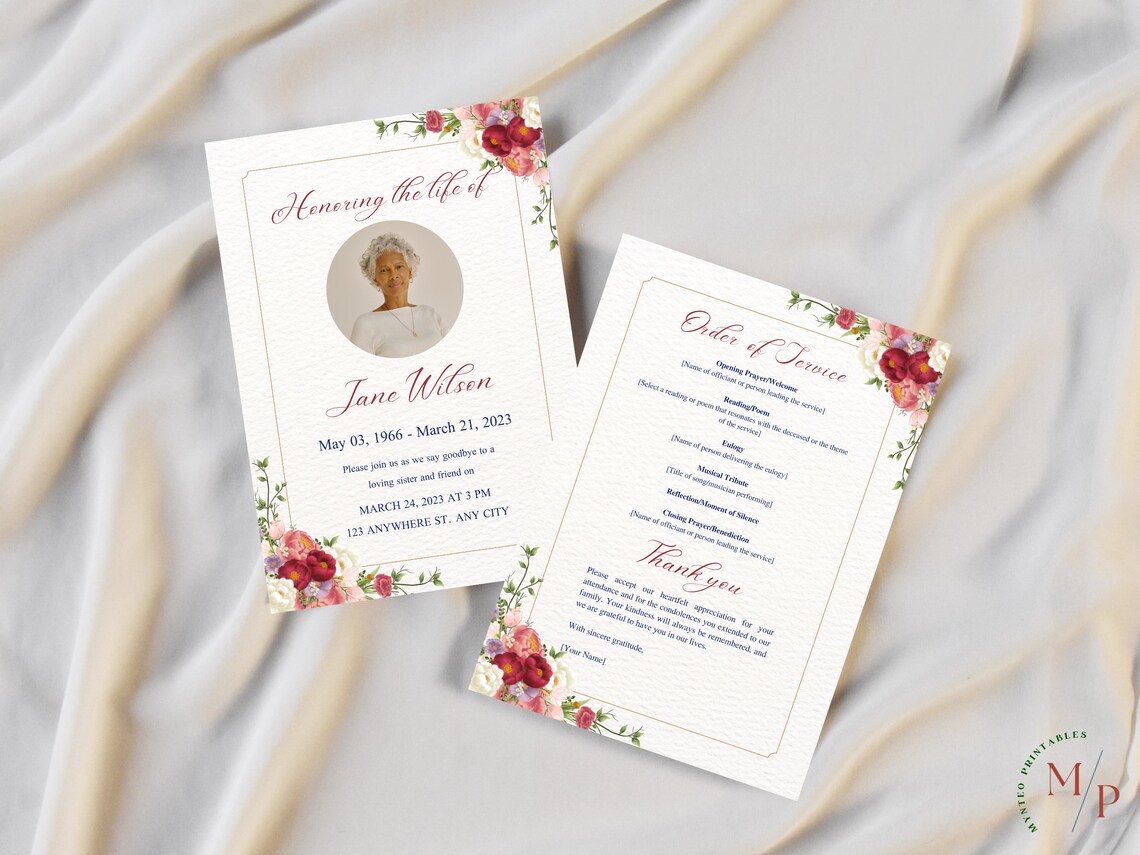 Elegant Celebration of Life Program Template Beautiful Funeral Program ...