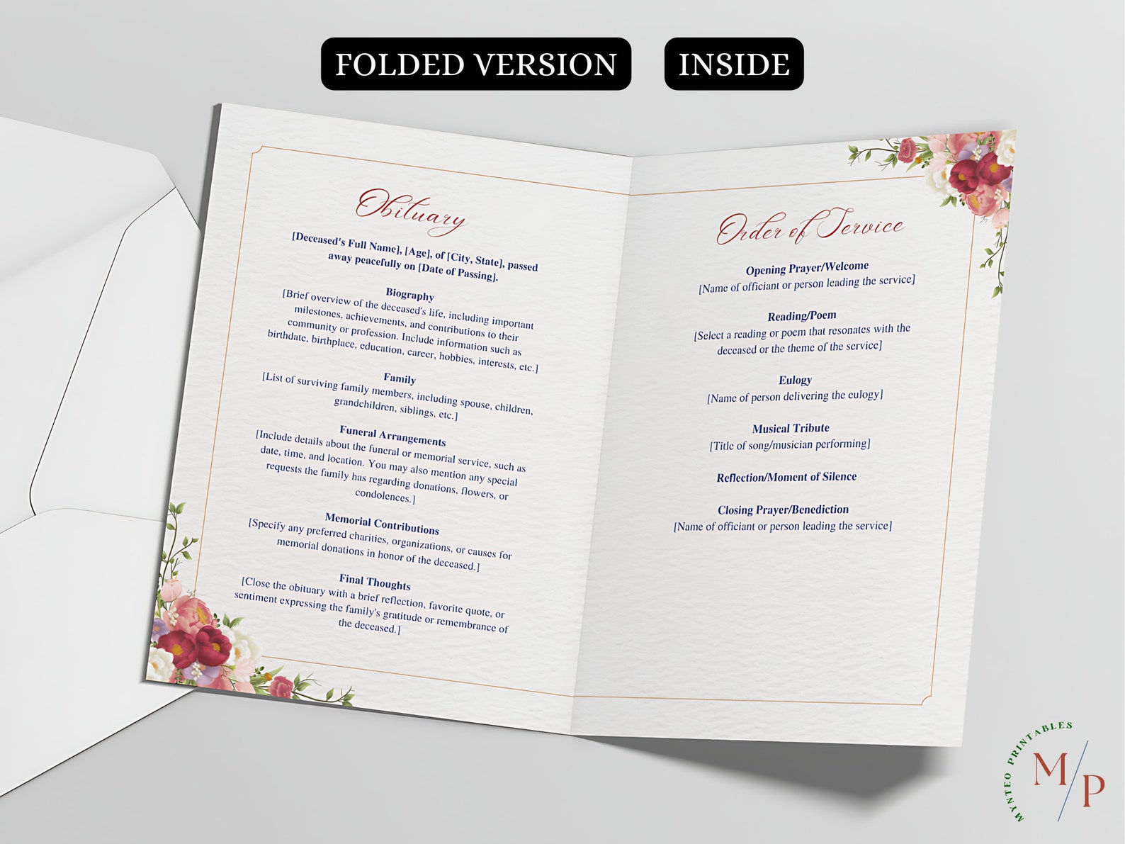 Elegant Celebration of Life Program Template Beautiful Funeral Program ...