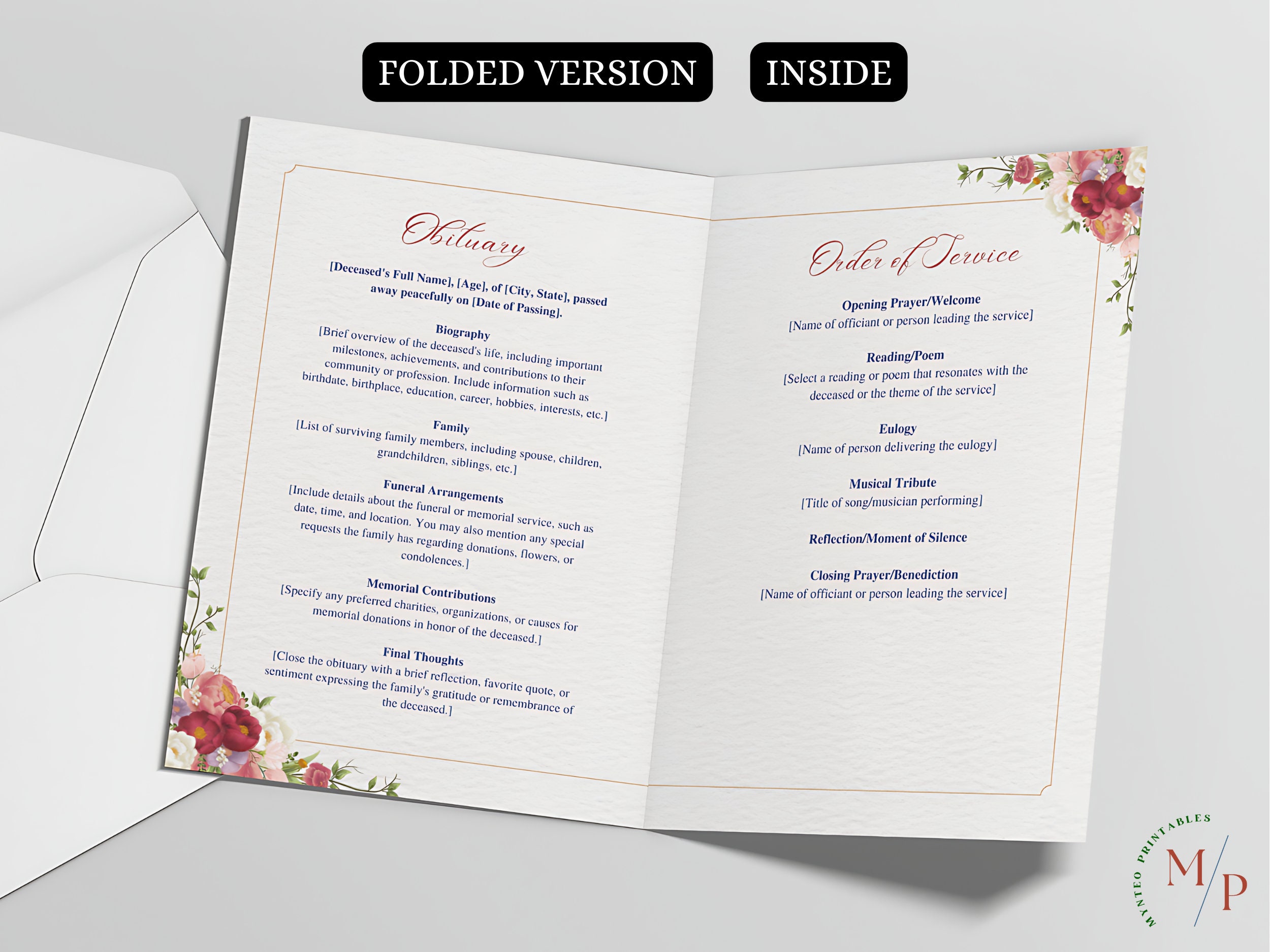 Elegant Celebration of Life Program Template Beautiful Funeral Program ...