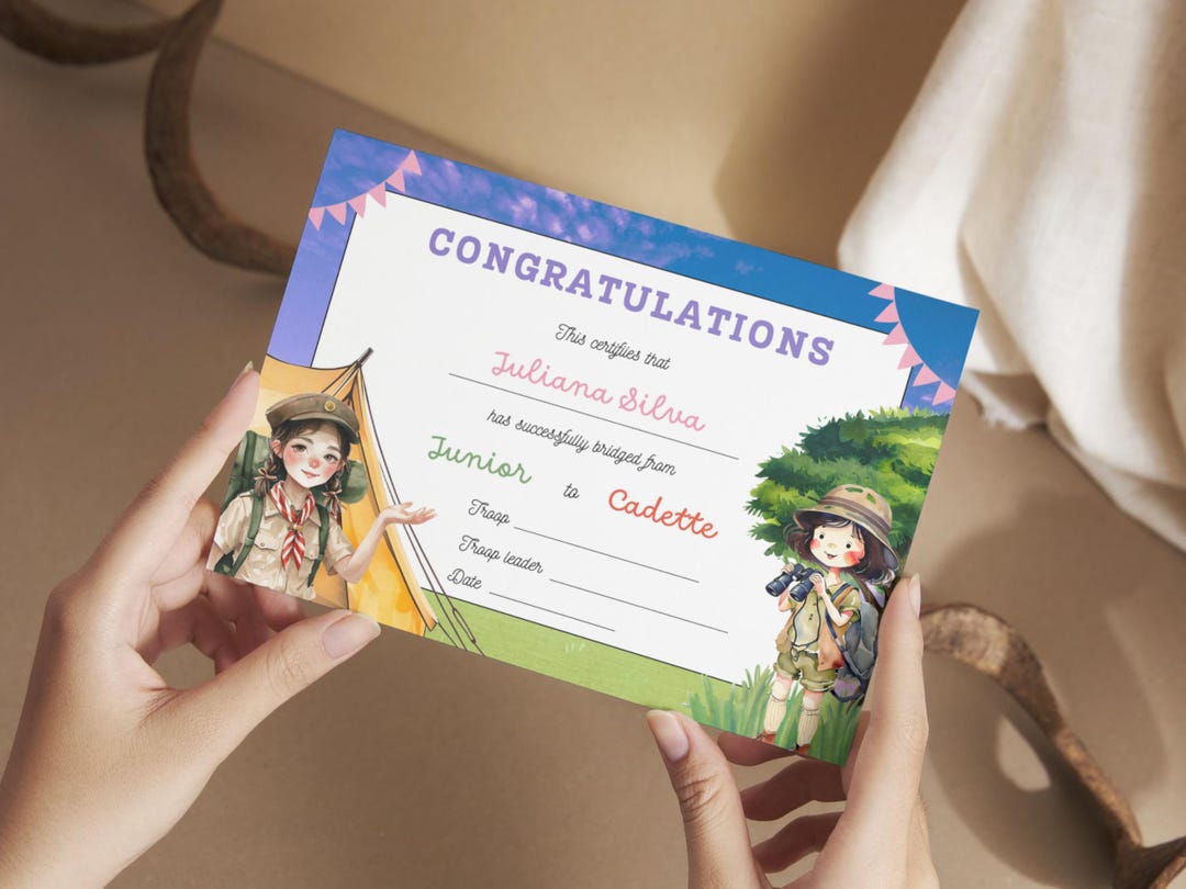 Girl Scout Bridging Ceremony Certificate: Editable Keepsake Template ...