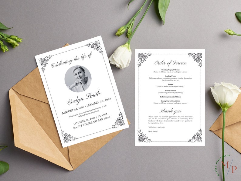 Minimalist Funeral Program for Women, Obituary Template for Women ...