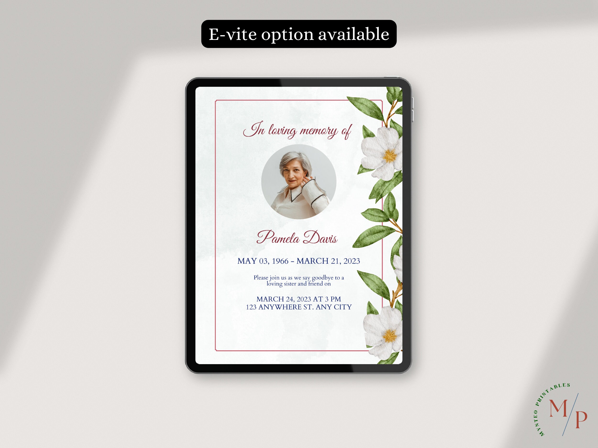 Beautiful Funeral Program for Women, Obituary Template, Celebration of ...