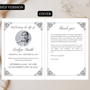 Minimalist Funeral Program for Women, Obituary Template for Women ...