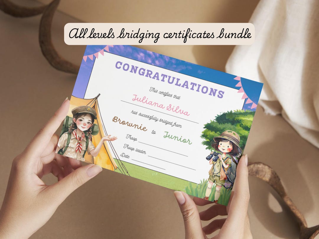 Girl Scout Bridging Ceremony Certificates Bundle | Editable Scout ...