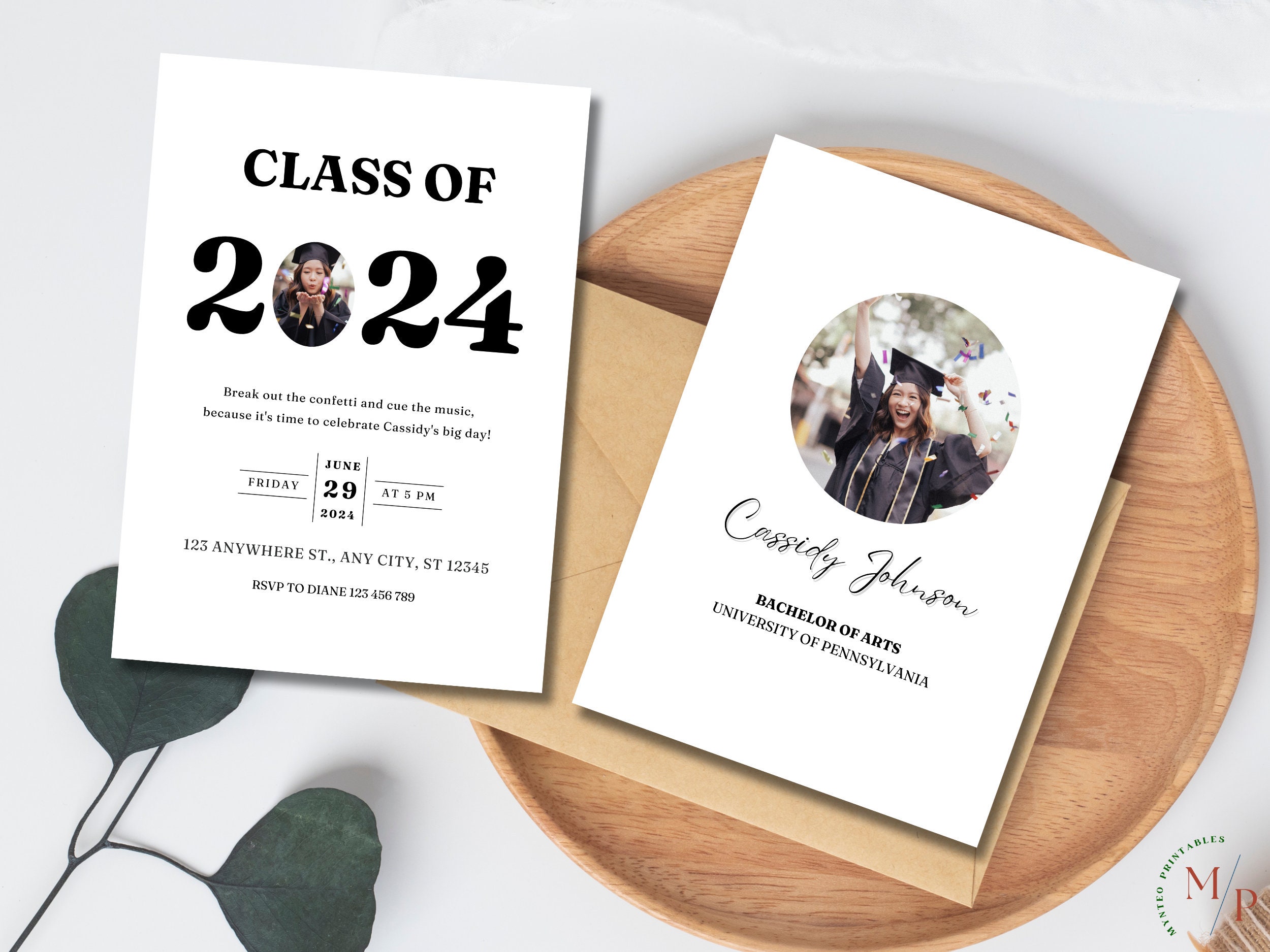 Minimalist Graduation Invitation, Modern Graduation Party Invitation ...