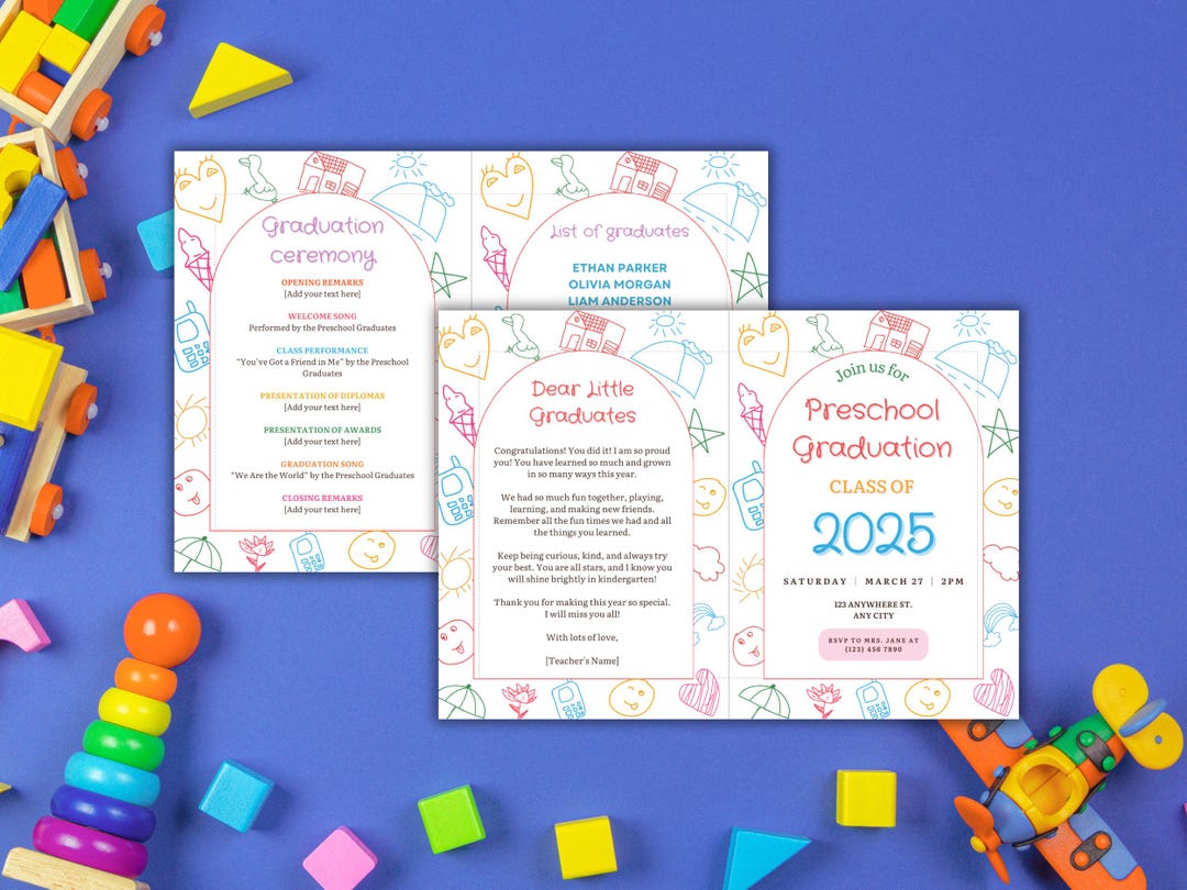 Preschool Graduation Program Template | Editable Pre-k Graduation ...