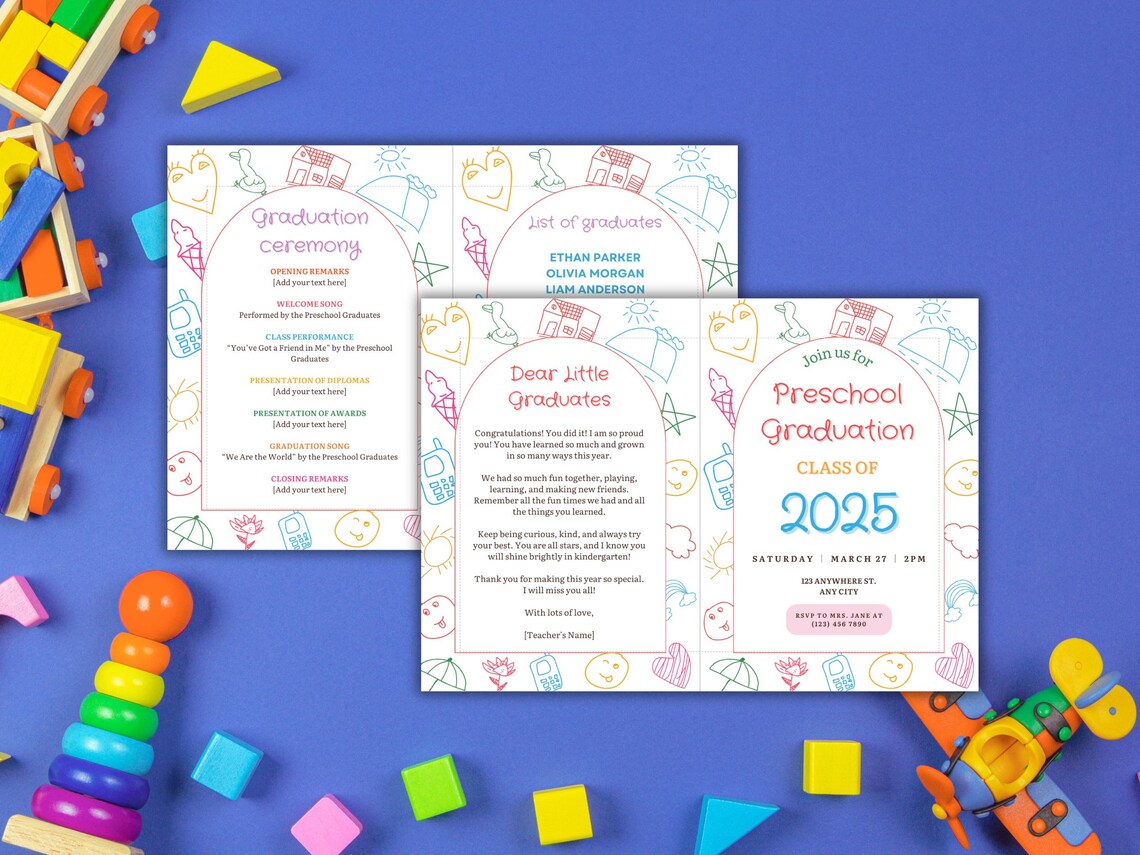 Preschool Graduation Program Template | Editable Pre-k Graduation ...