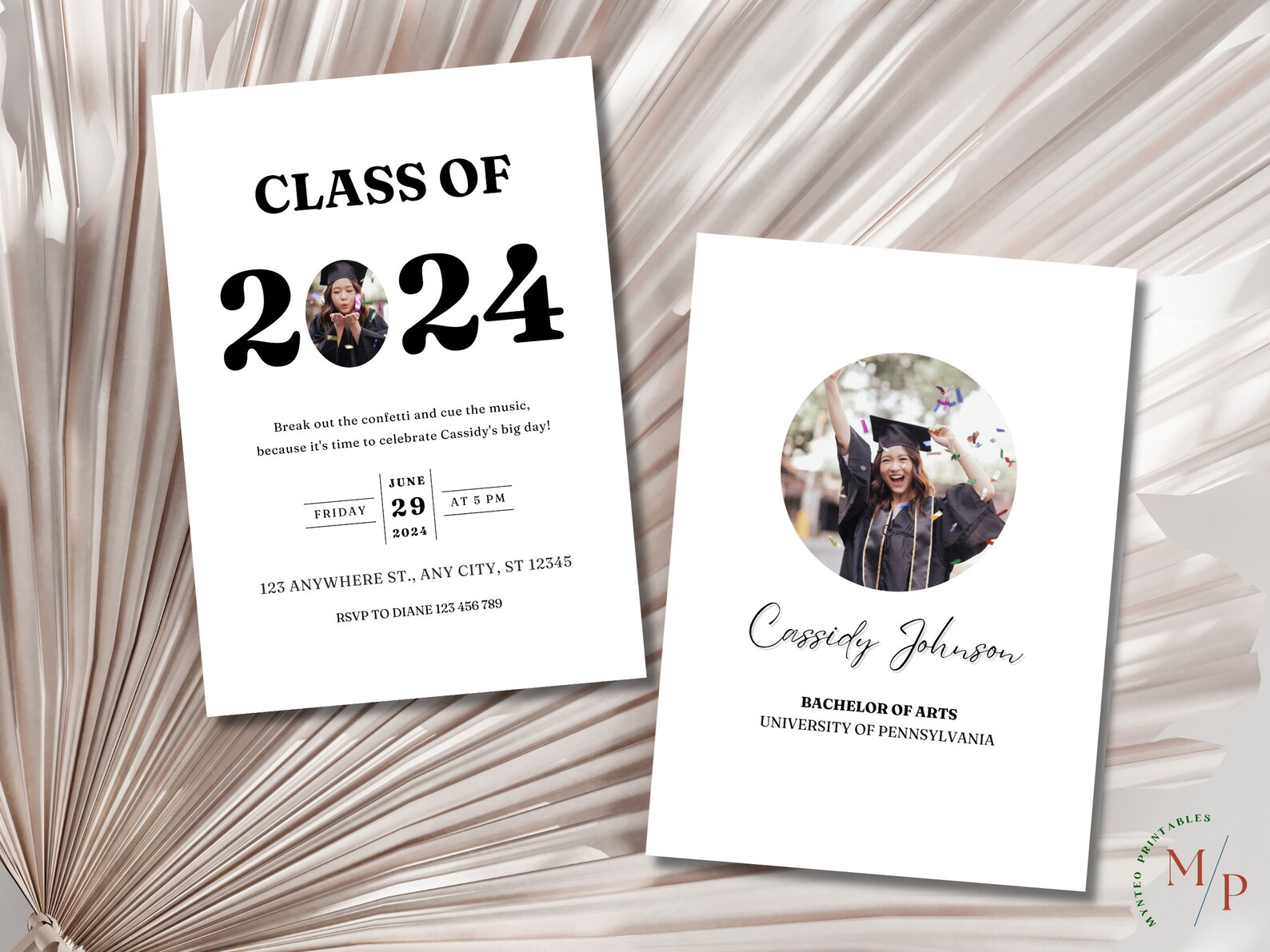 Minimalist Graduation Invitation, Modern Graduation Party Invitation ...