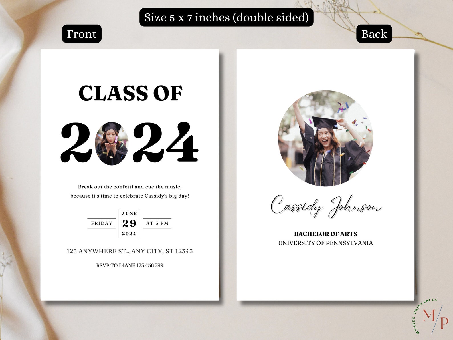 Minimalist Graduation Invitation, Modern Graduation Party Invitation ...