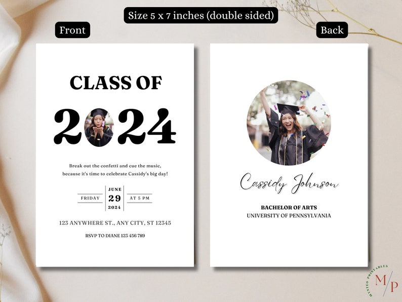 Minimalist Graduation Invitation, Modern Graduation Party Invitation ...