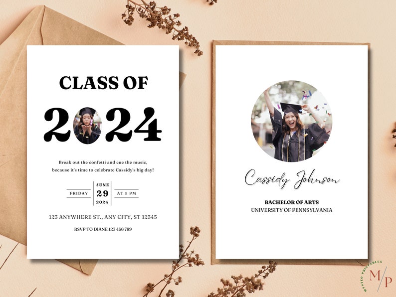 Minimalist Graduation Invitation, Modern Graduation Party Invitation ...
