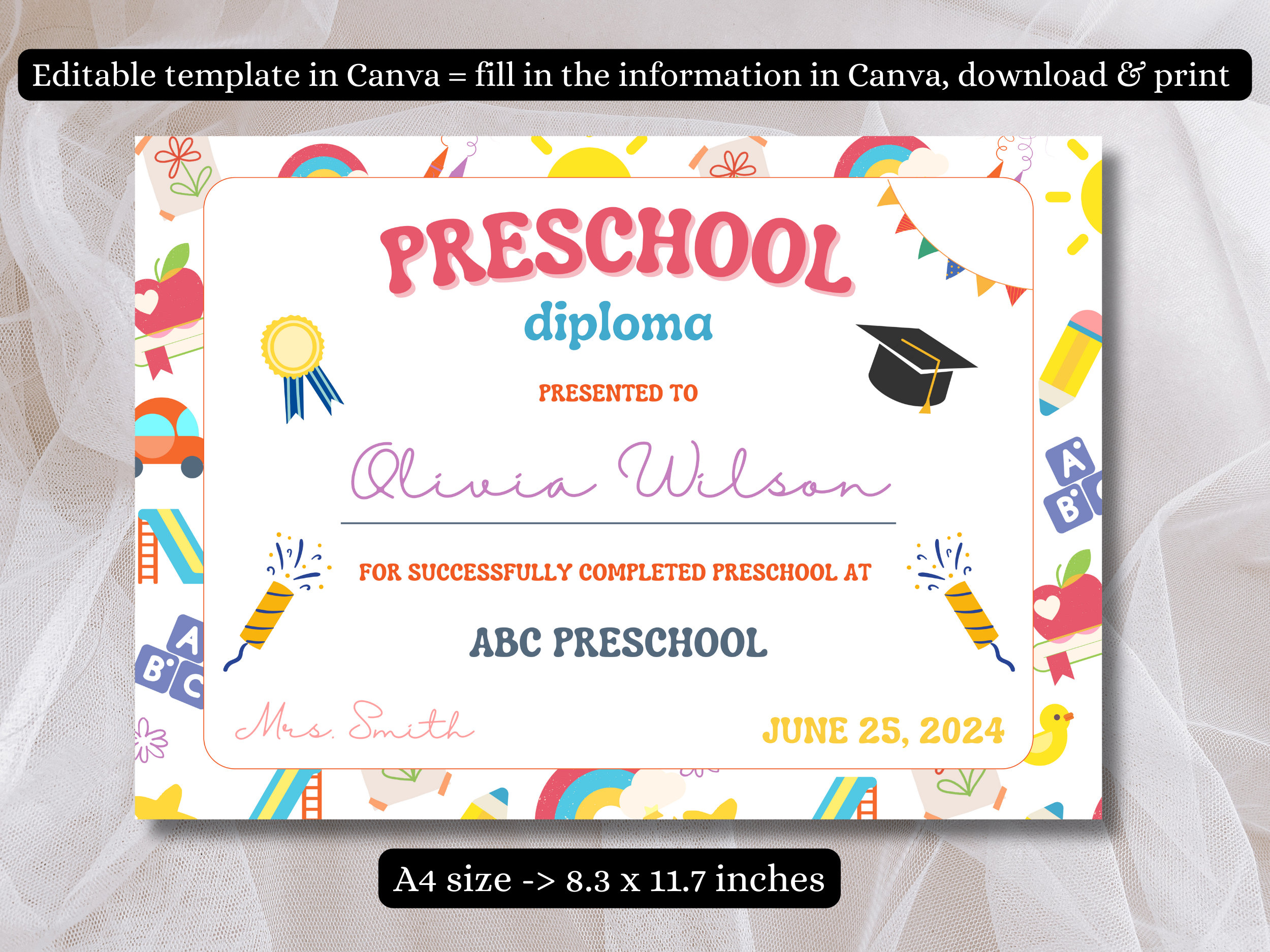 Editable Preschool Graduation Invitation | Pre-k Graduation Bundle for ...