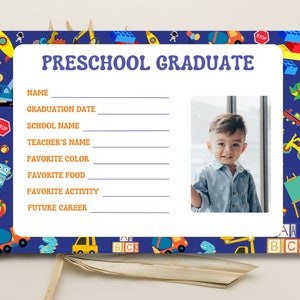 Editable Preschool Diploma for Boys Printable Kindergarten Graduation ...