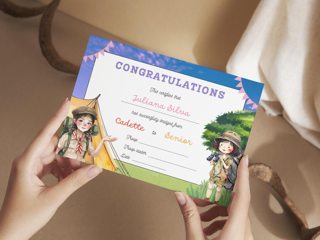 Girl Scout Bridging Ceremony Certificate | Editable Scout Ceremony ...
