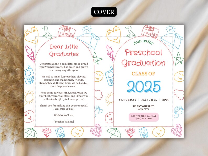 Preschool Graduation Program Template | Editable Pre-k Graduation Ceremony Program | Graduation ...