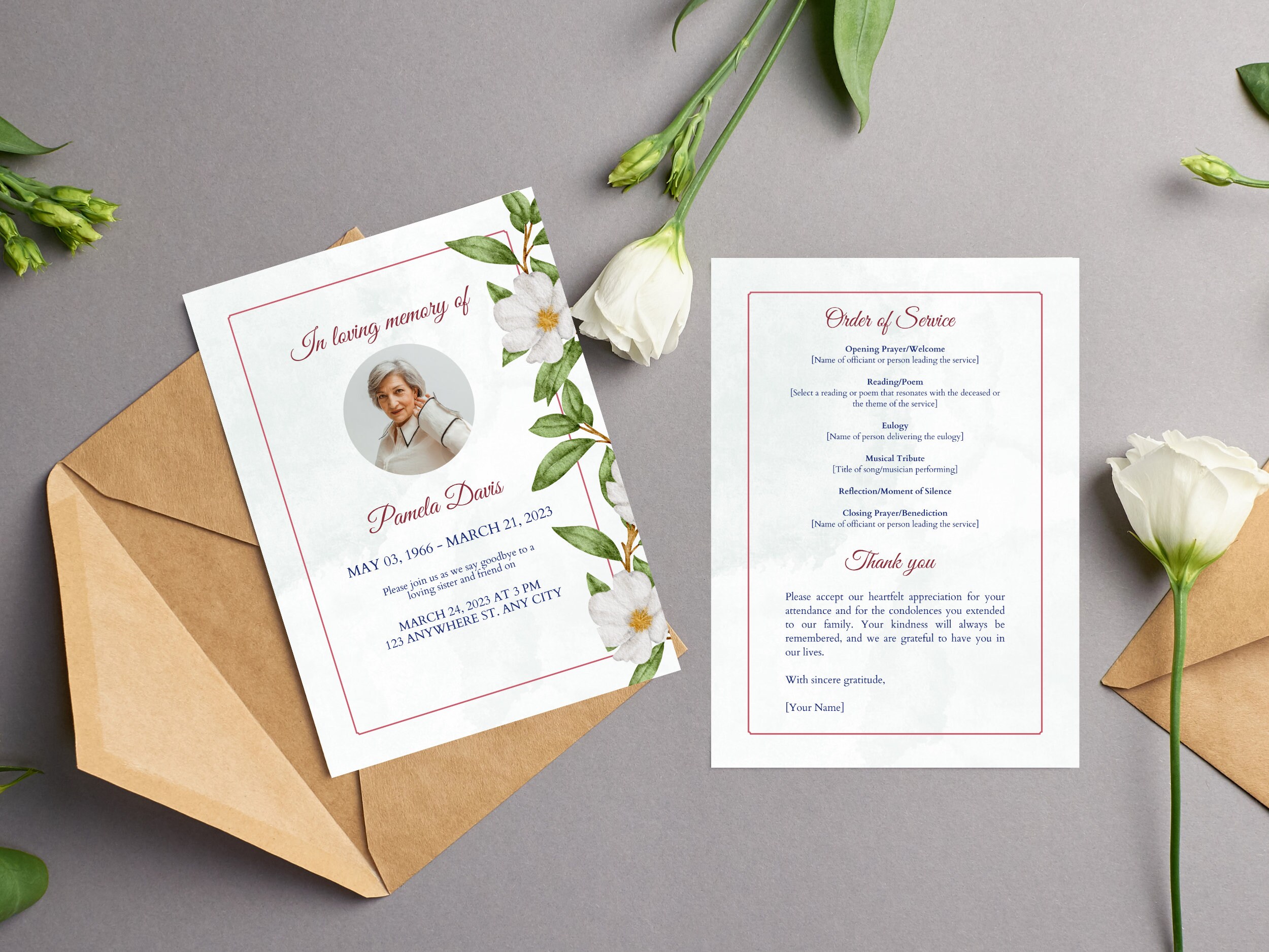 Beautiful Funeral Program for Women, Obituary Template, Celebration of ...