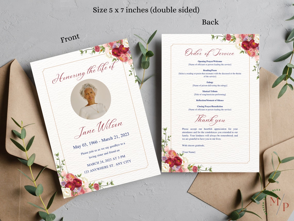 Elegant Celebration of Life Program Template Beautiful Funeral Program ...