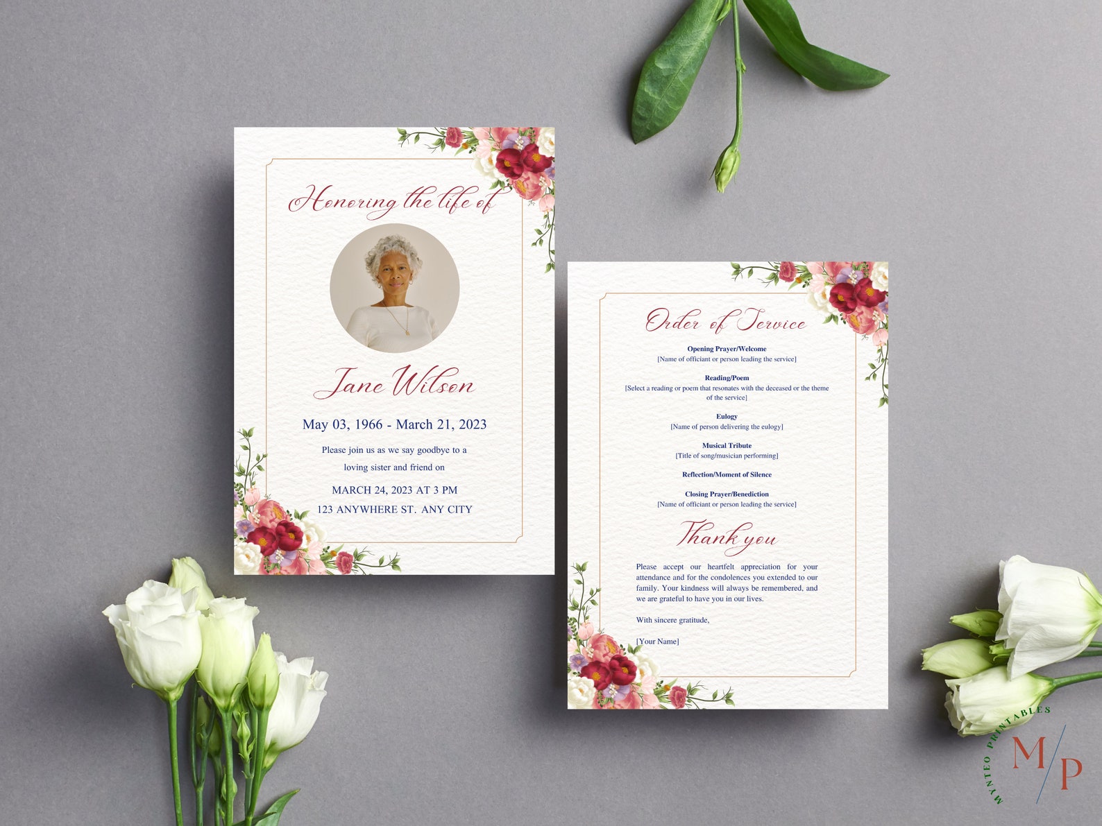 Elegant Celebration of Life Program Template Beautiful Funeral Program ...