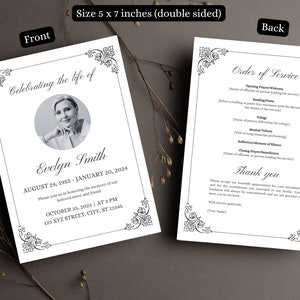 Minimalist Funeral Program for Women, Obituary Template for Women ...