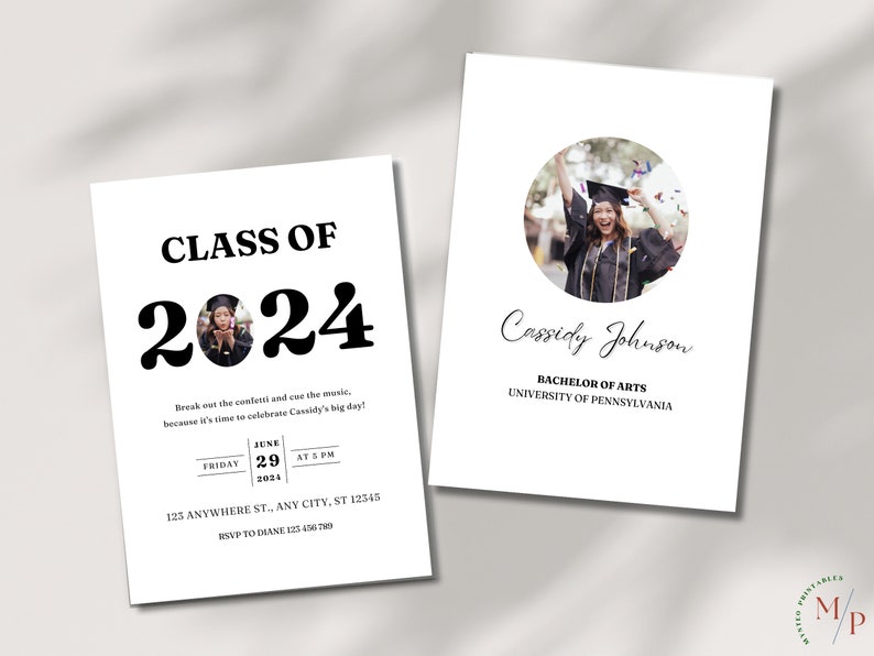 Minimalist Graduation Invitation, Modern Graduation Party Invitation ...