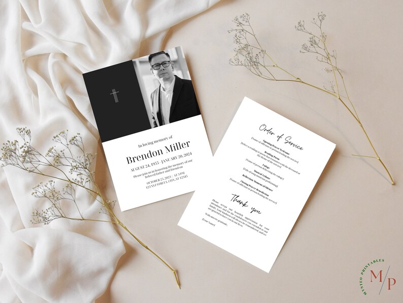 Funeral Program Template for Men Minimalist Celebration of Life ...
