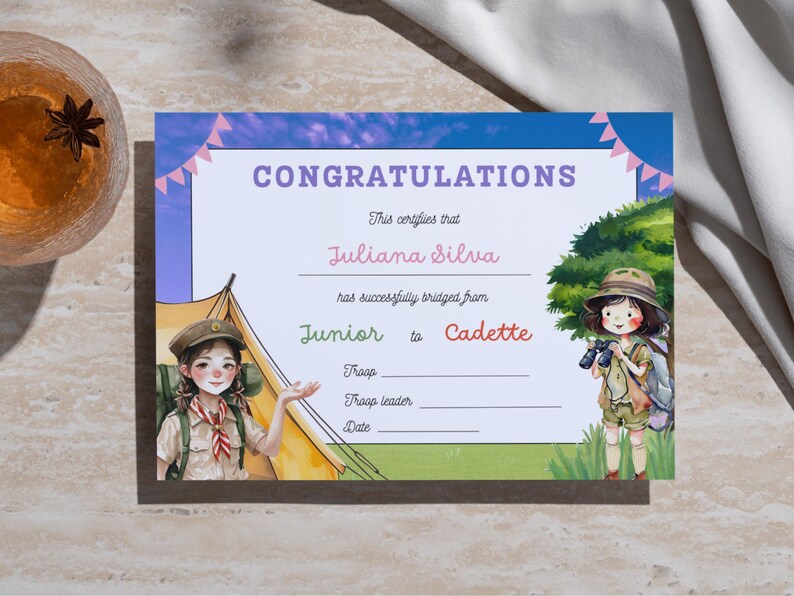 Girl Scout Bridging Ceremony Certificate | Editable Scout Ceremony ...