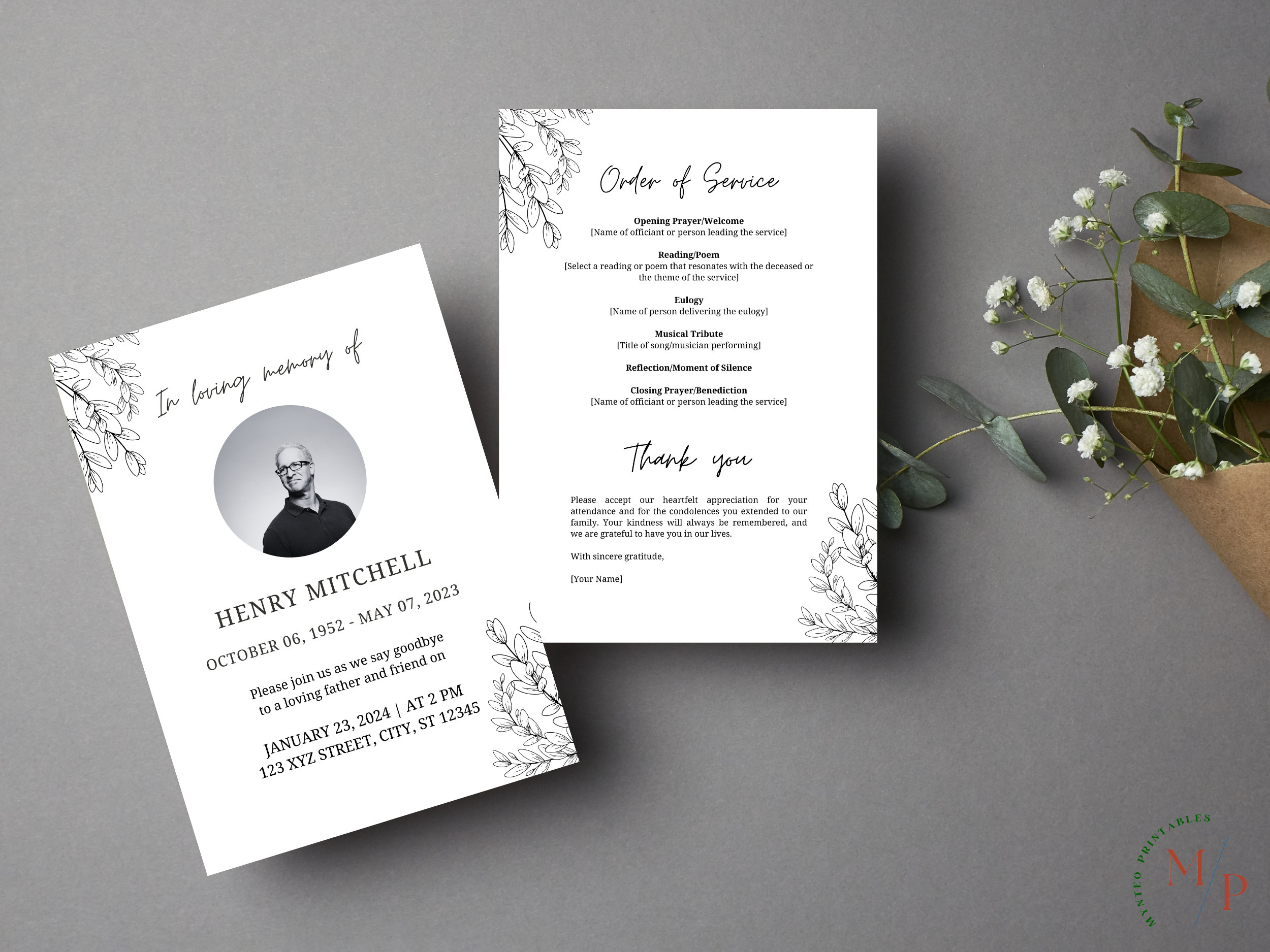 Funeral Program Template for Men Celebration of Life Invitation Elegant ...