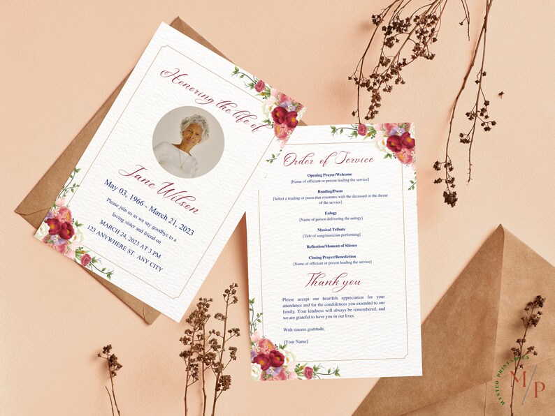 Elegant Celebration of Life Program Template Beautiful Funeral Program ...