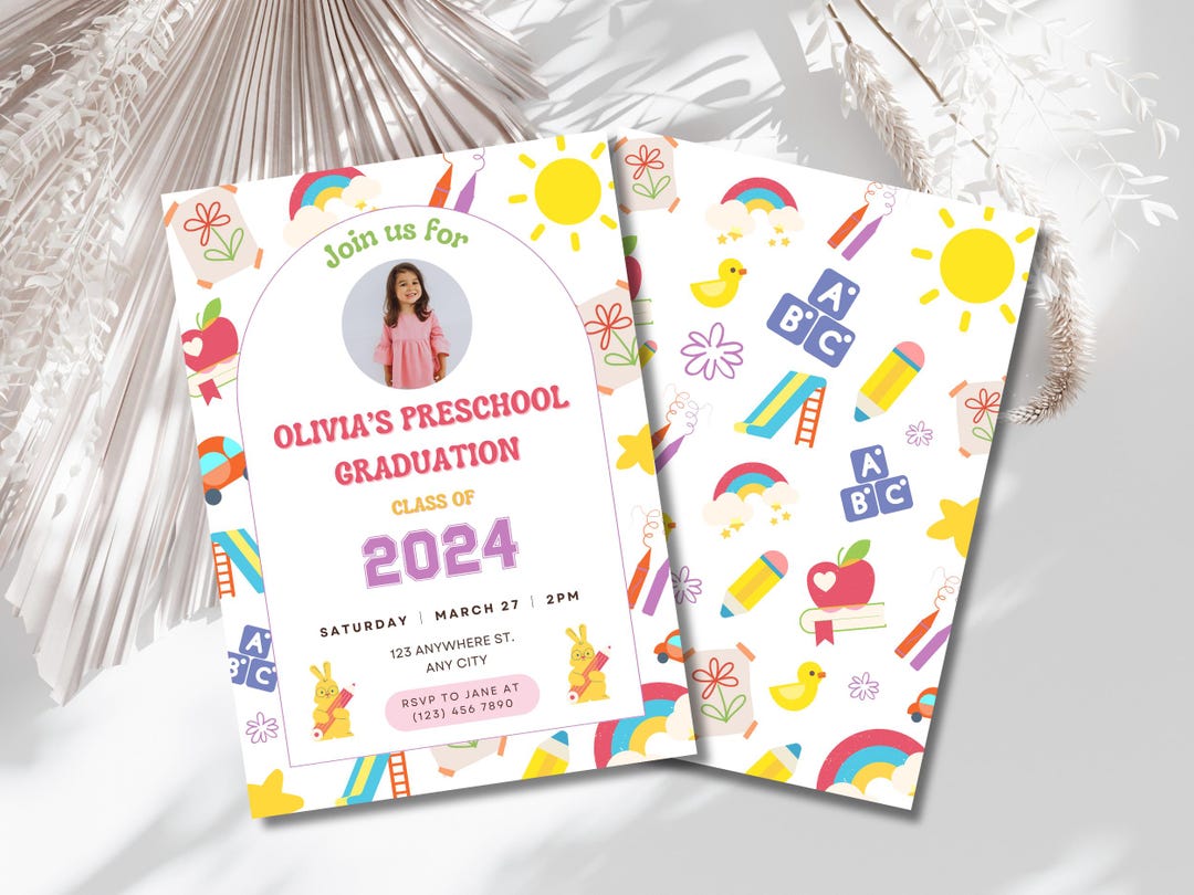 Editable Preschool Graduation Invitation Template (PDF & PNG) - Etsy