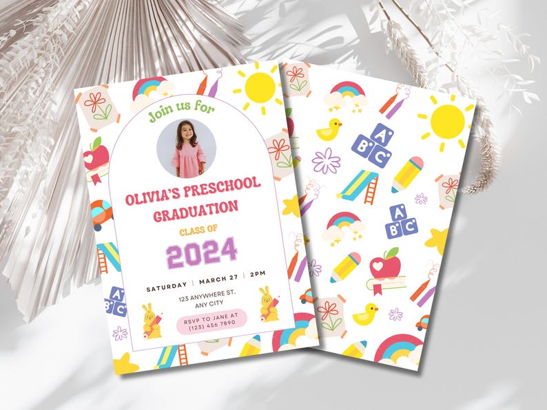 Editable Preschool Graduation Invitation Template (PDF & PNG) - Etsy
