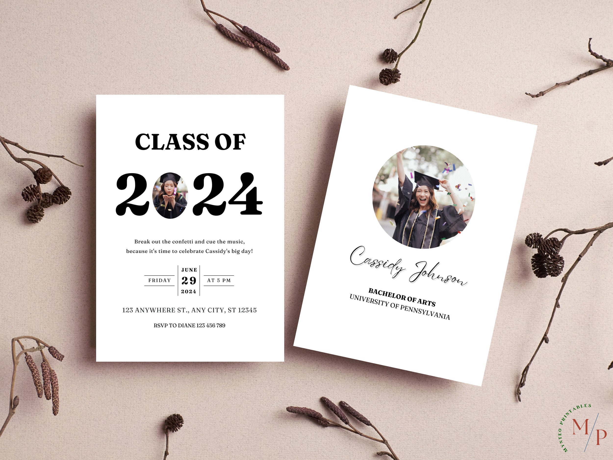 Minimalist Graduation Invitation, Modern Graduation Party Invitation ...