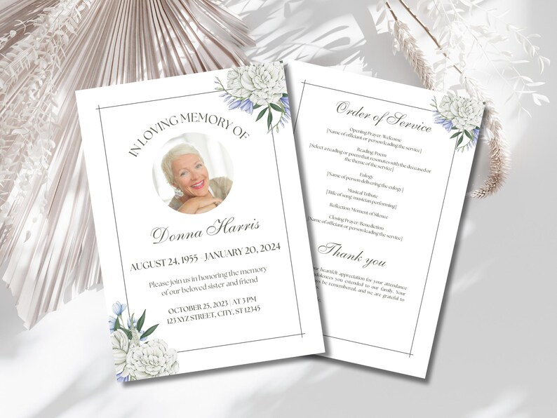 Beautiful Funeral Program for Women, Obituary Template, Celebration of ...