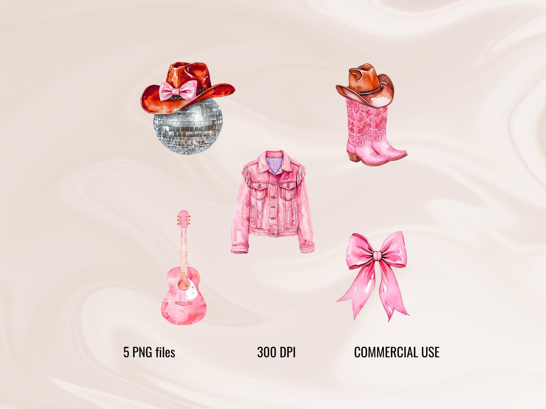Disco Cowgirl Birthday PNG, Pink Western Party Clipart, Digital ...