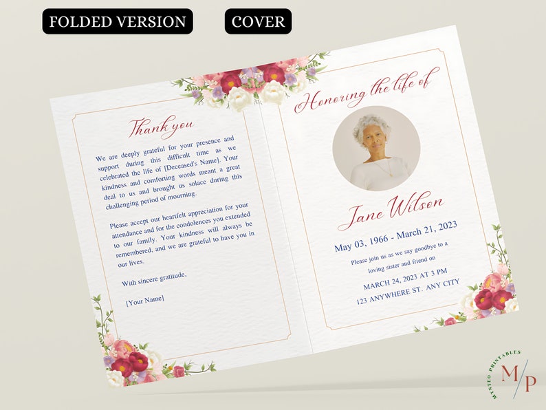 Elegant Celebration of Life Program Template Beautiful Funeral Program ...
