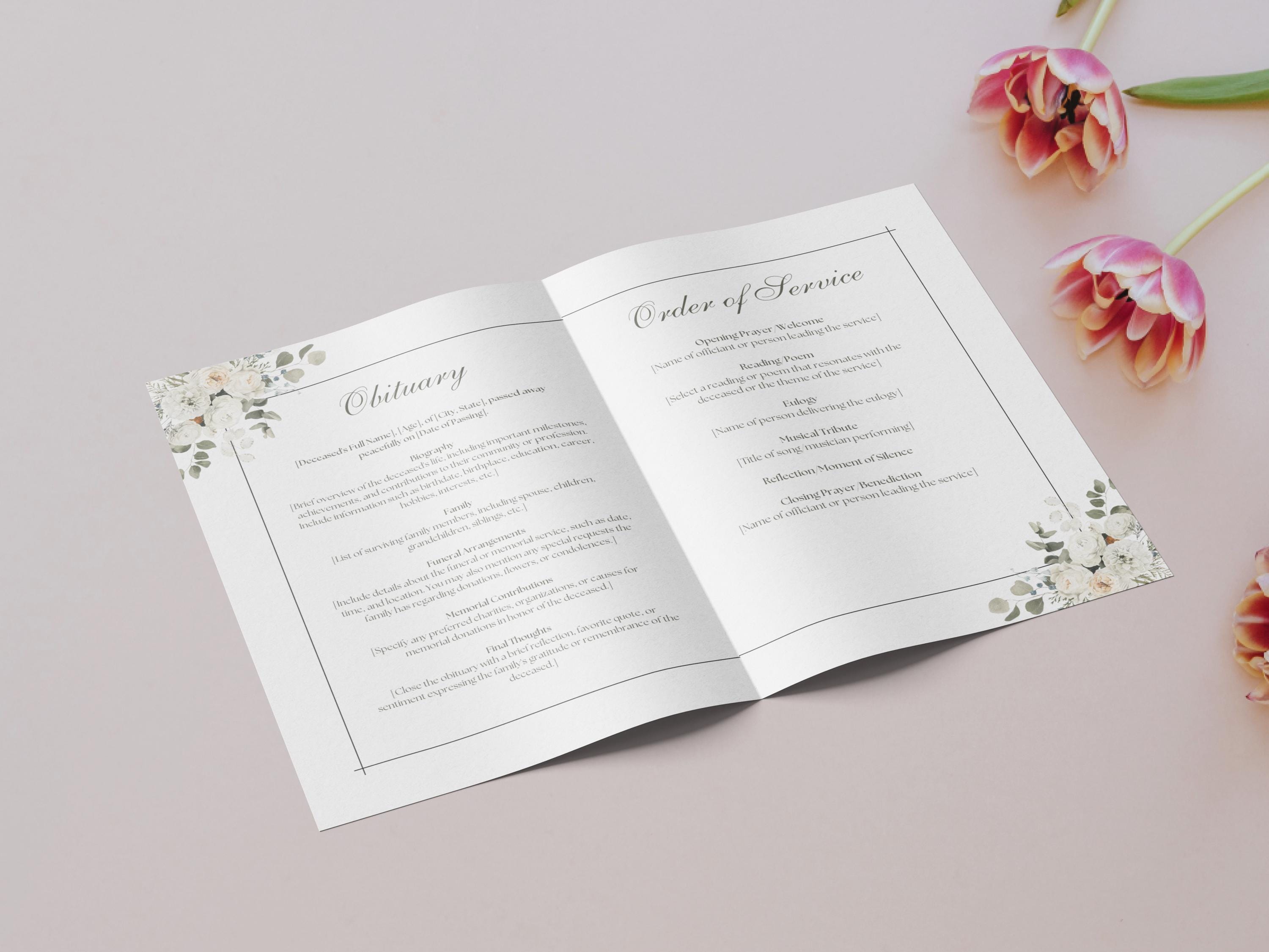 Elegant Funeral Program Template: Celebration of Life Invitation (canva ...