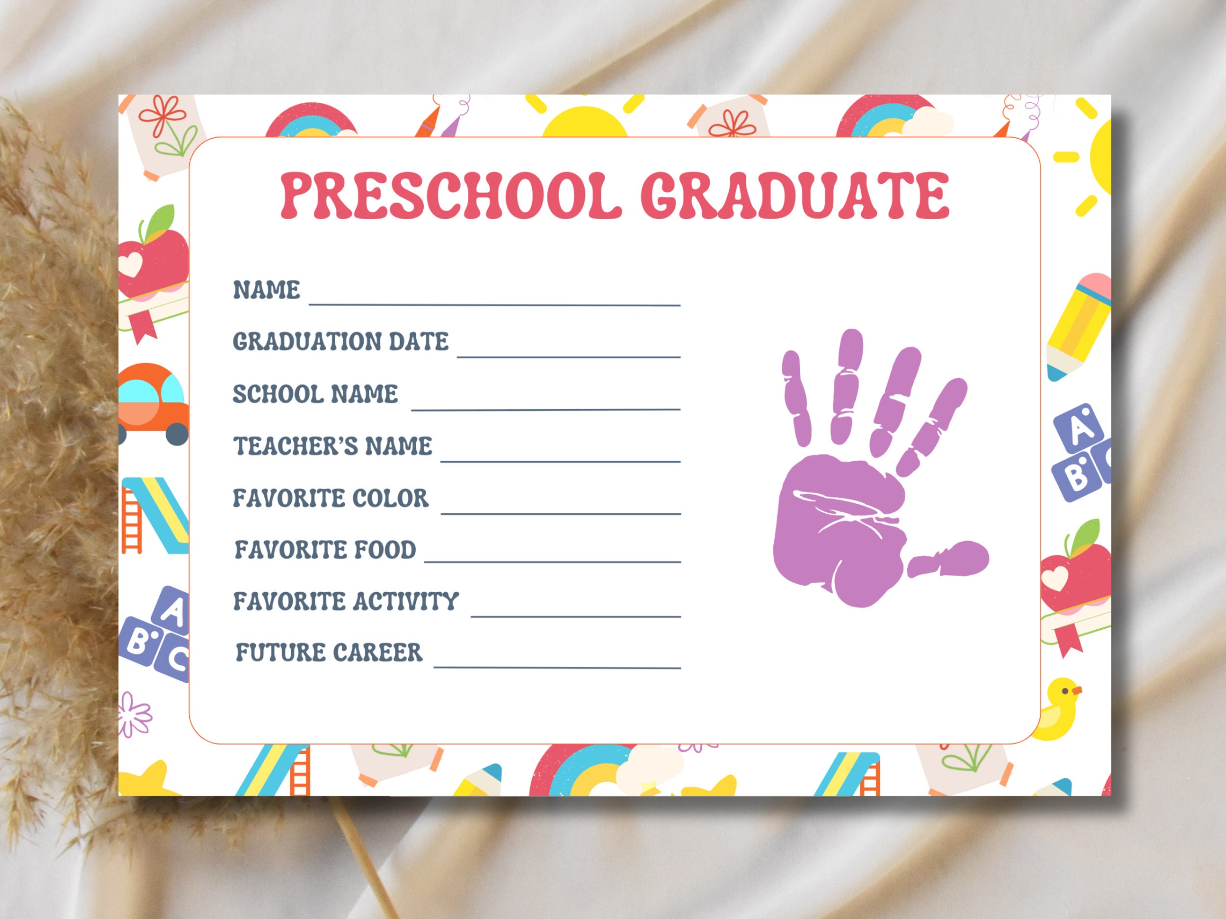 Editable Preschool Diploma Printable Kindergarten Graduation Diploma ...