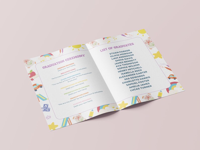 Editable Preschool Graduation Program Template (digital Download) - Etsy