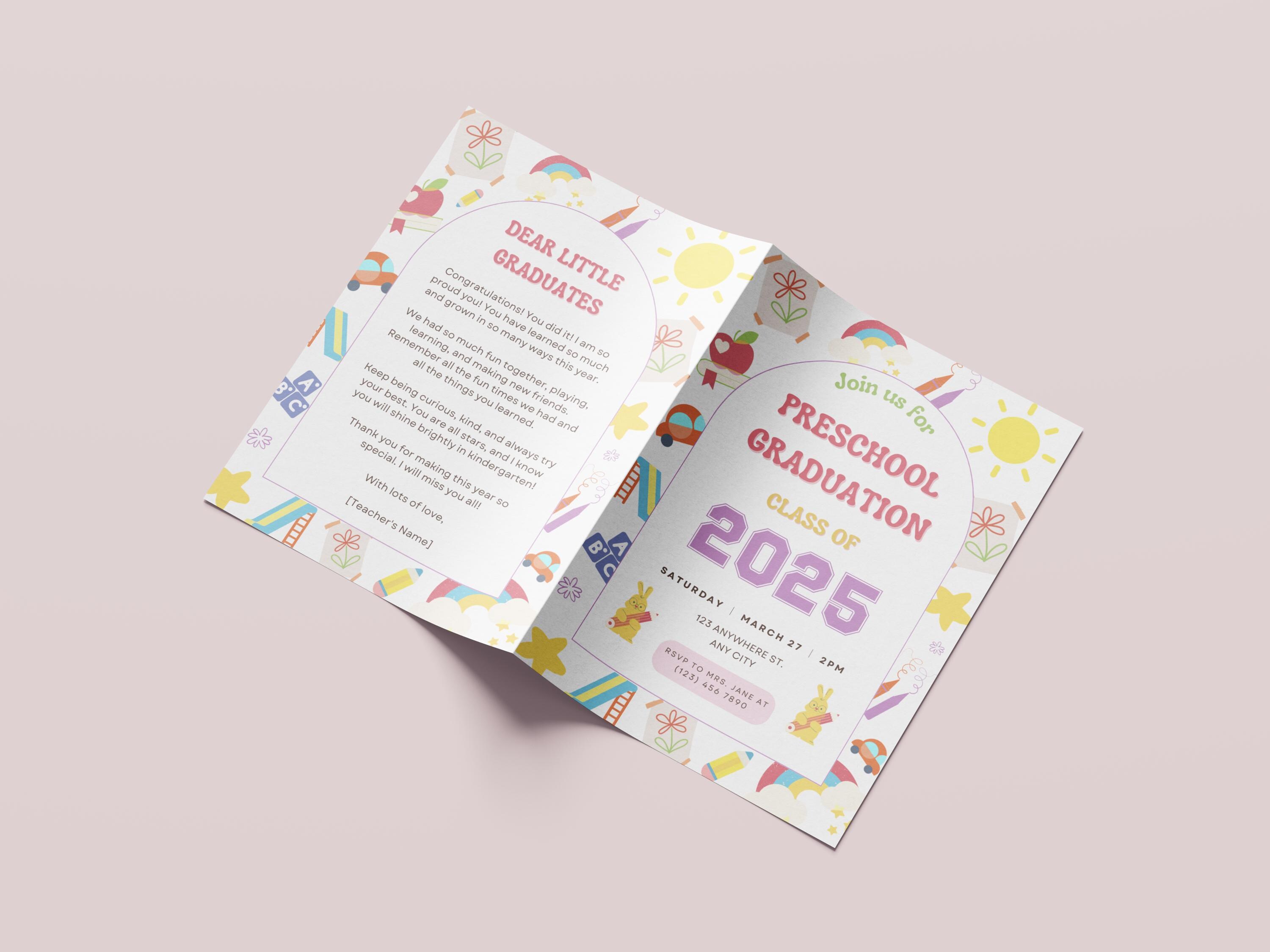 Editable Preschool Graduation Program Template (digital Download) - Etsy