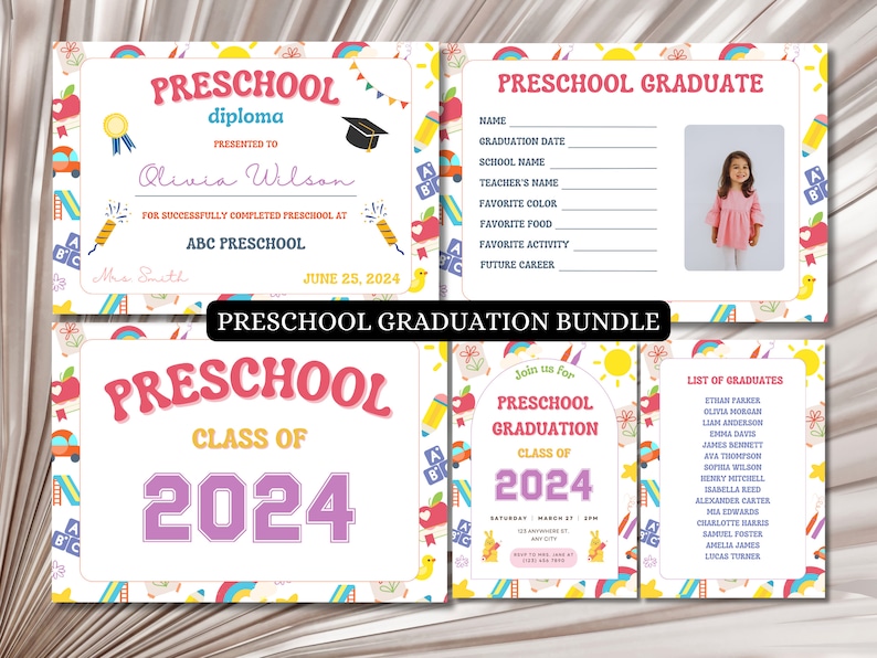 Editable Preschool Graduation Invitation | Pre-k Graduation Bundle for ...