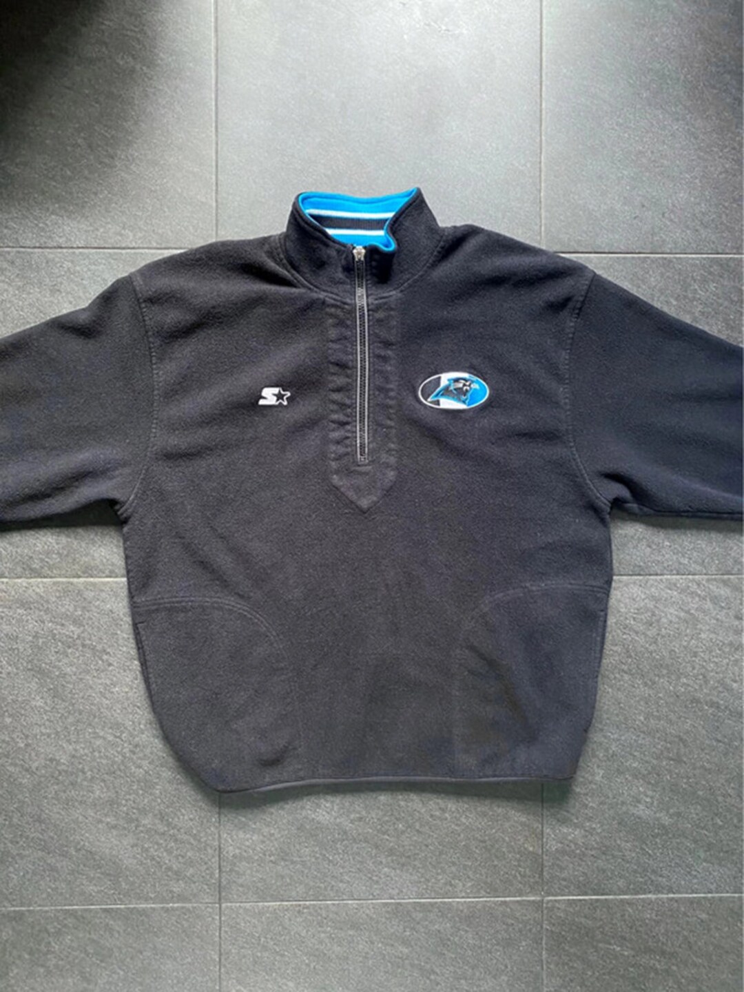 Zipped Collar Fleece Starter Pro Line NFL Carolina Panthers Black XXL ...